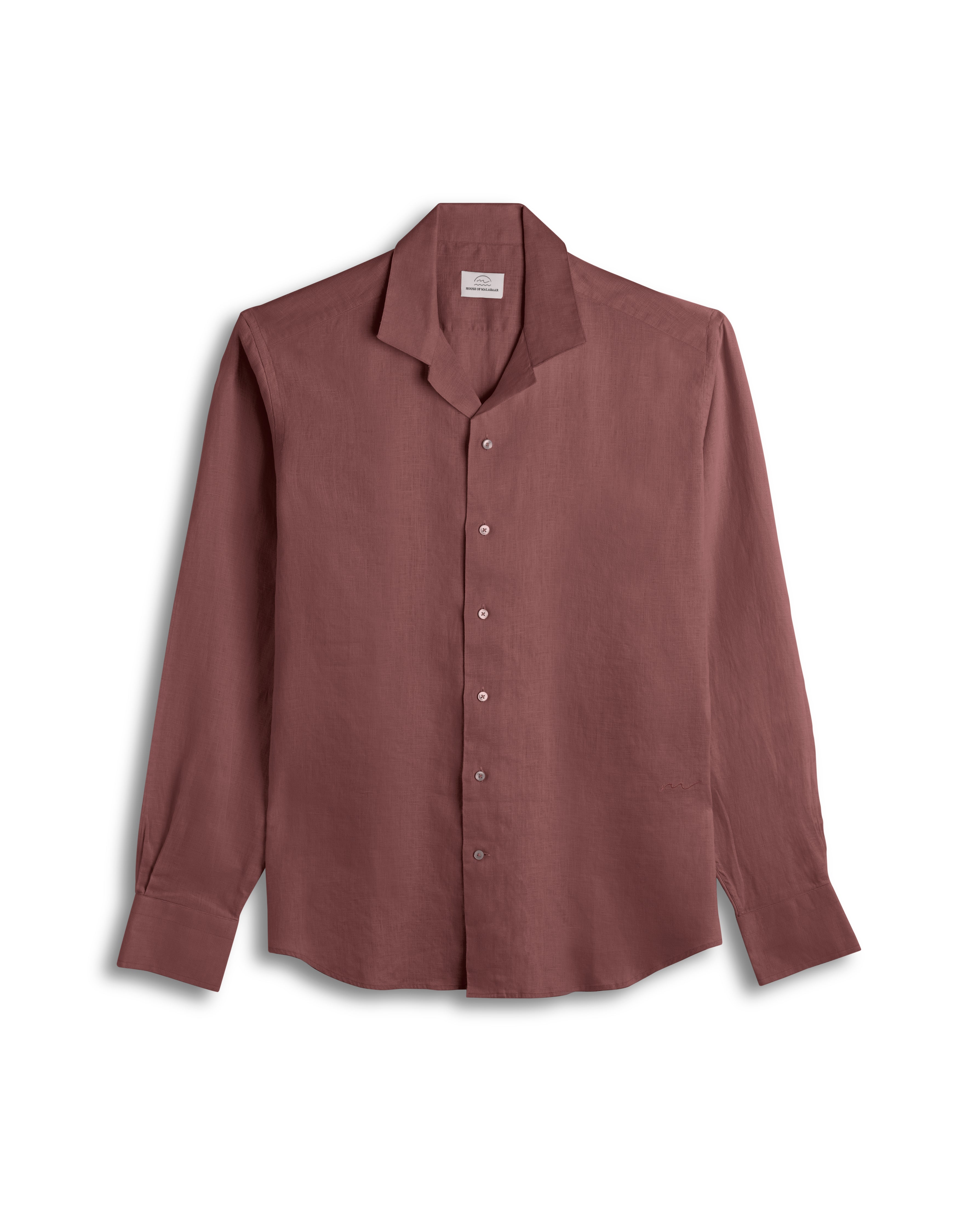 Brick Cuban Collar Long Sleeve Shirt – House of Malabaar
